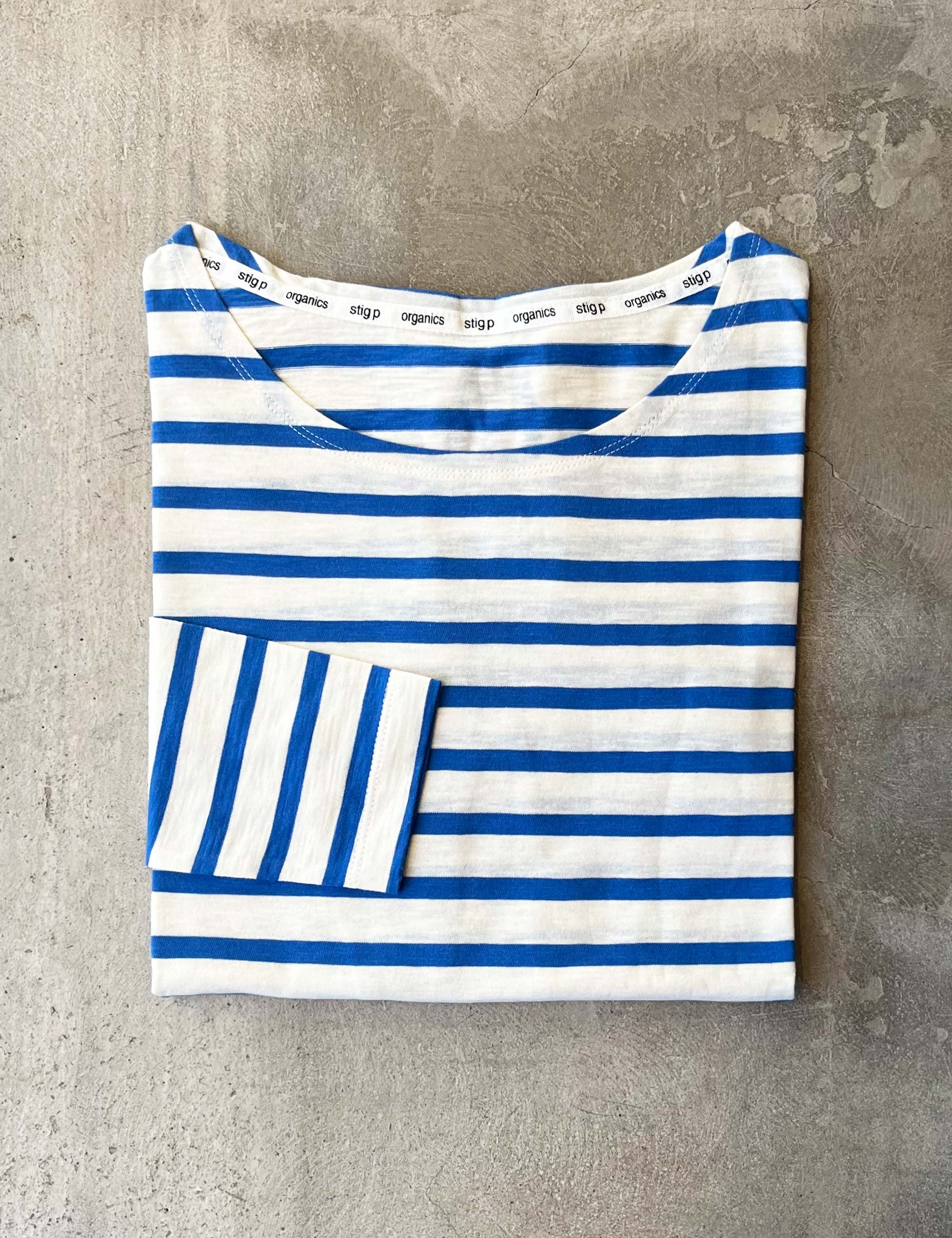 Dorrie long sleeve t-shirt royal blue/cream stripe – Stig P