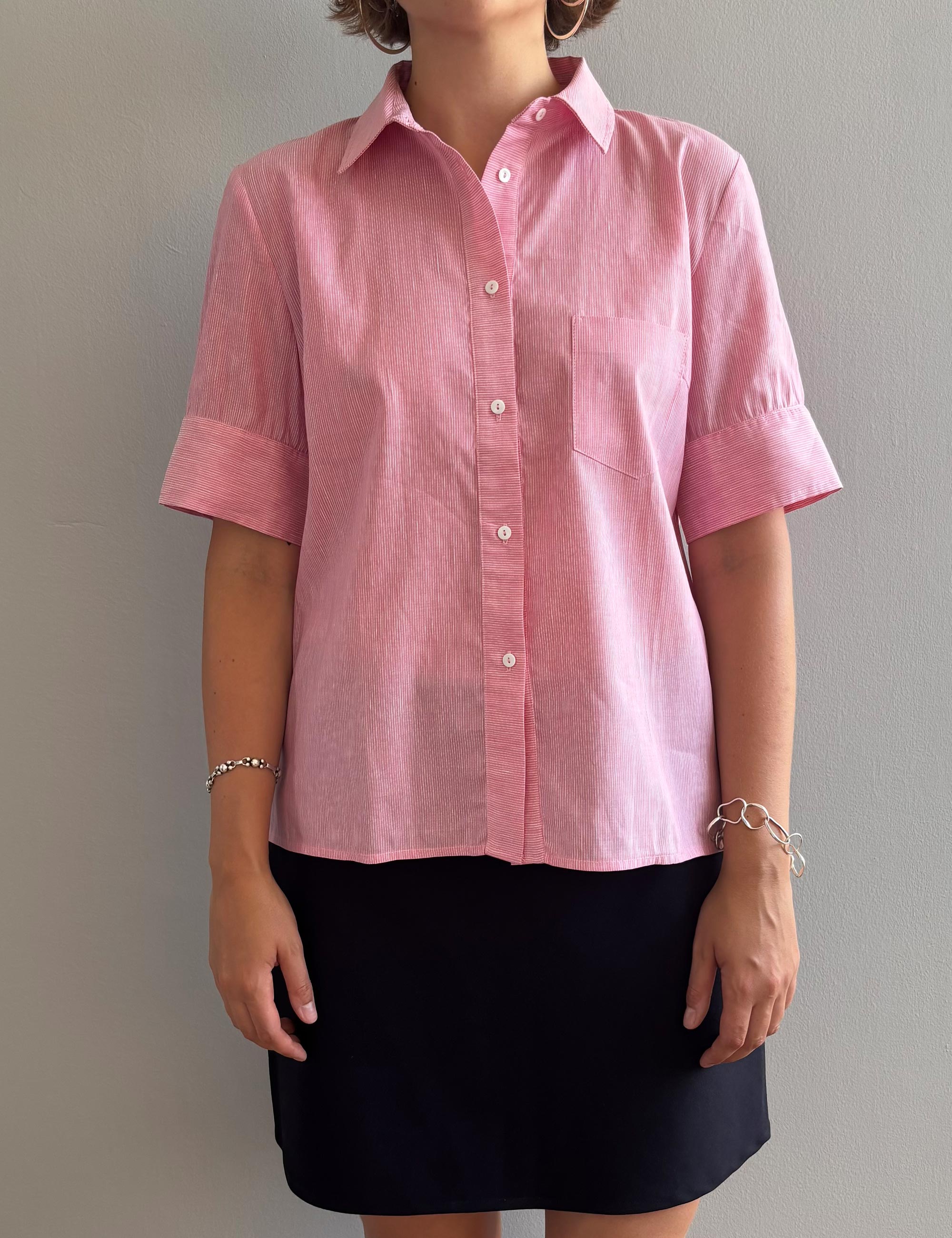 Laura short sleeve shirt pink/white stripes – Stig P