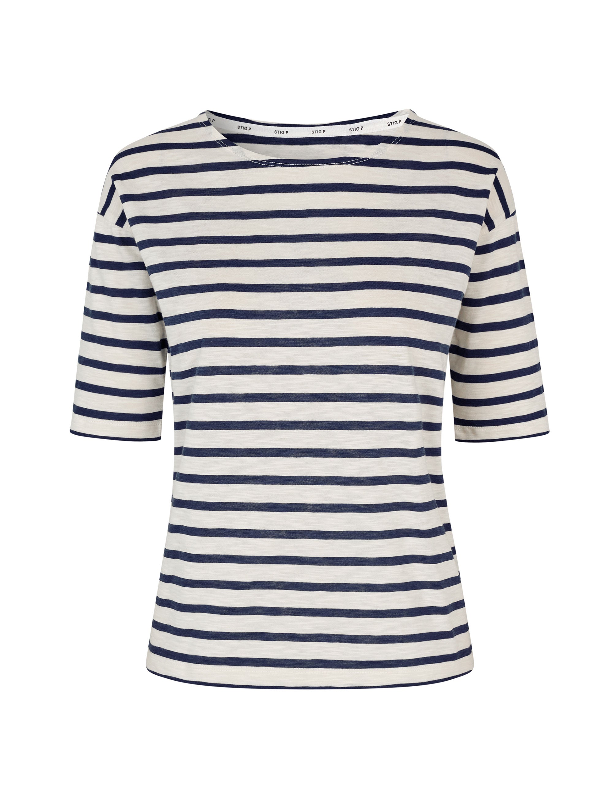 Louisa short sleeve t-shirt navy/cream stripe – Stig P